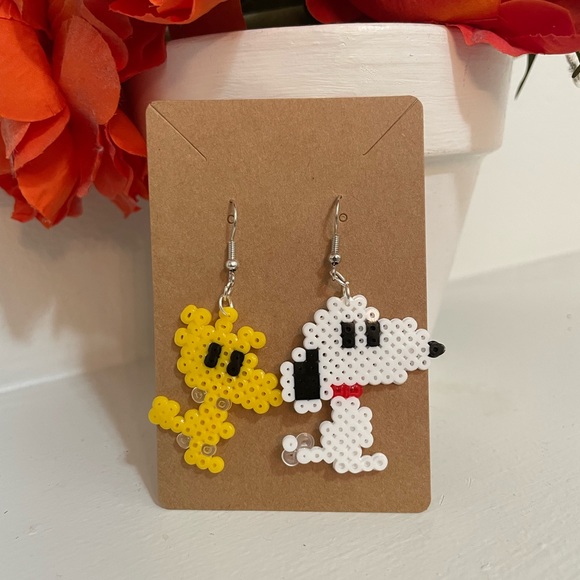 Hand Crafted | Jewelry | Perler Bead Snoopy Woodstock Earrings | Poshmark